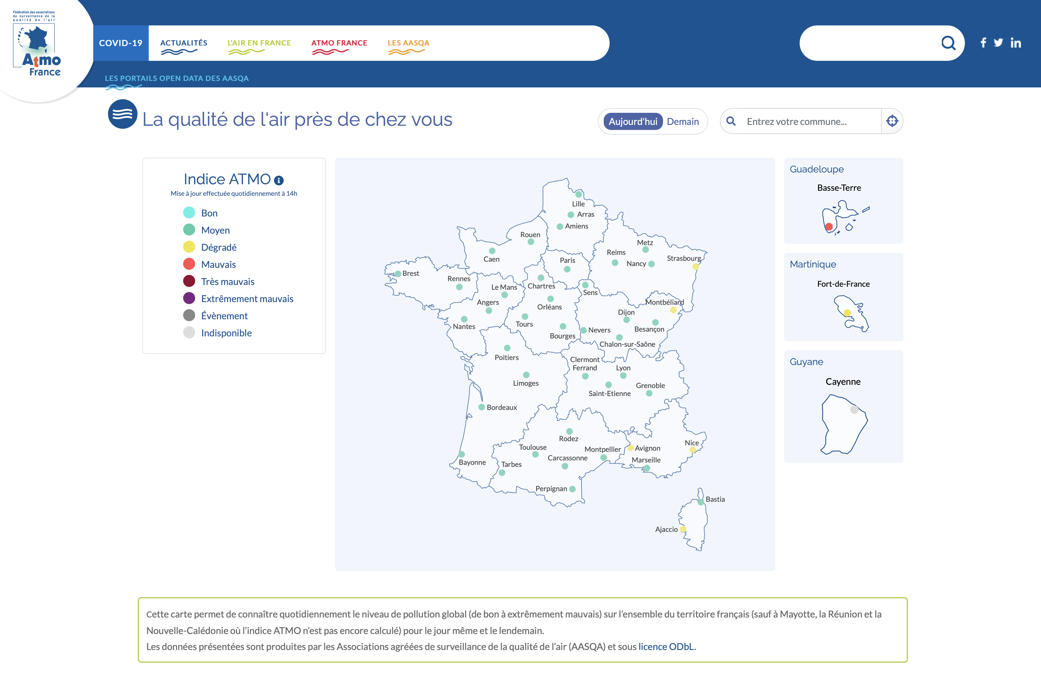 Madininair, La qualité de l'air en Martinique | Une carte interactive ...